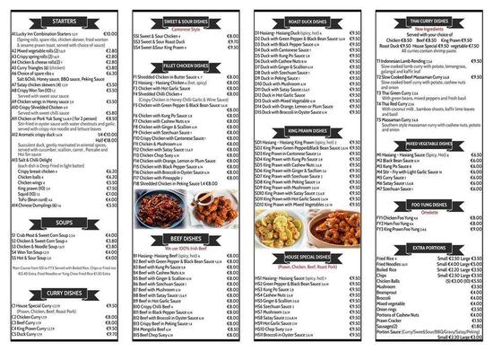 Menu at Lucky Inn Chinese restaurant, Dungloe
