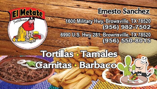 Menu at El Metate Tortilleria restaurant, Brownsville, Military Rd