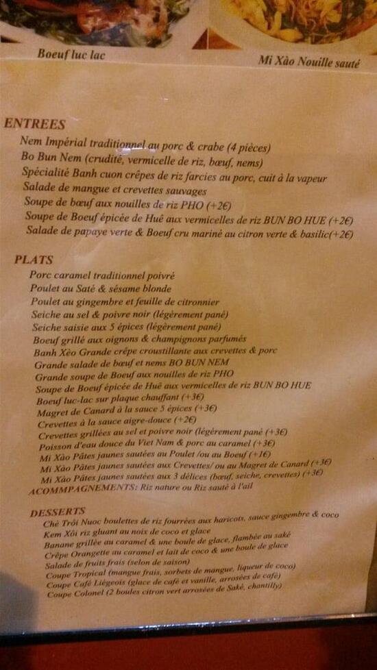 Menu at HELLO VIETNAM restaurant, Toulouse