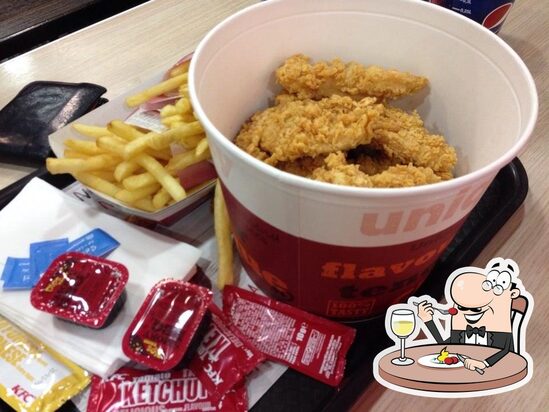 Menu at KFC fast food, Madrid, C.Gran Vía