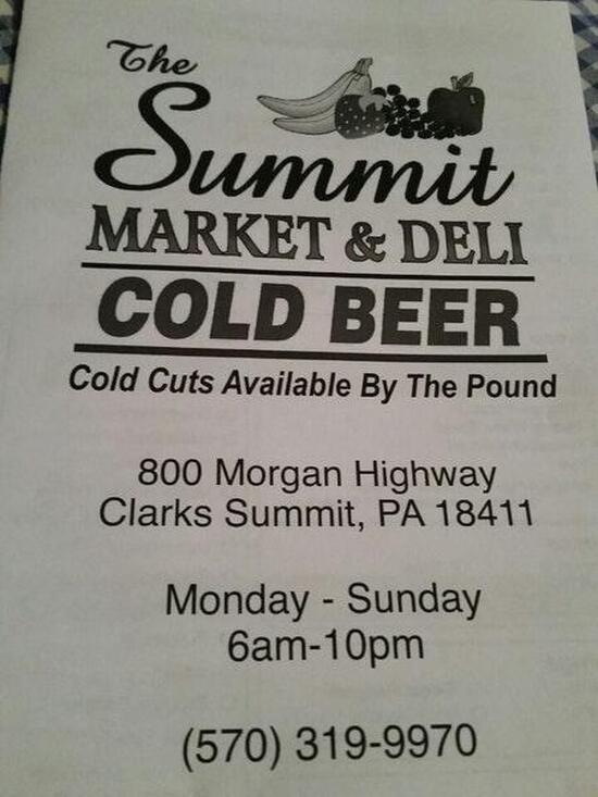 Menu at The Summit Market & Deli, Clarks Summit