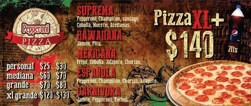 Menu at Pepperoni PIZZA restaurant, Mexicali, Calz Anáhuac 399-1