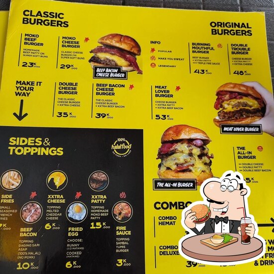 Menu at Moko Burger Panakkukang restaurant, Makassar