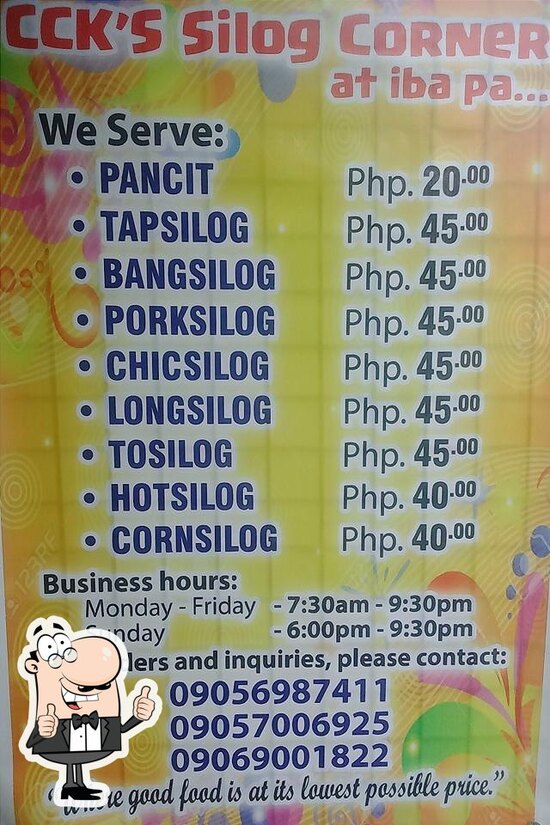 Menu at CCK's Silog Corner at iba pa restaurant, Bayombong