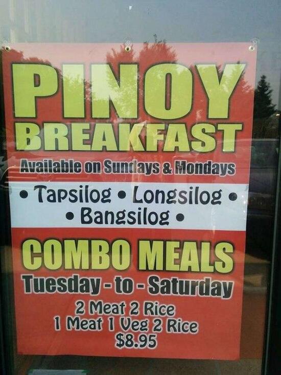 Menu at Turo-turo Pinoy Delights restaurant, Edmonton