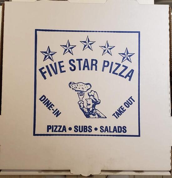 Carta de pizzería Five Star Pizza, Homer