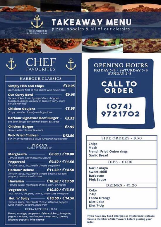 Menu at The Harbour Restaurant & Bar, Killybegs
