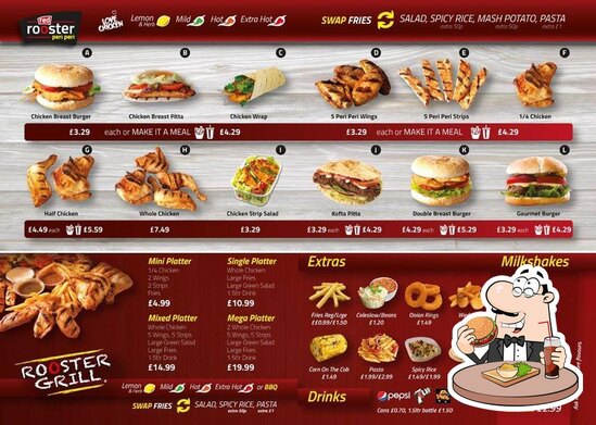 Menu at Red Rooster Peri Peri restaurant, Luton, 209 Marsh Rd