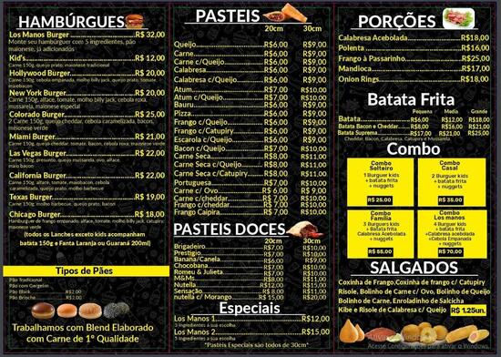Menu at Los manos burger restaurant, São Paulo