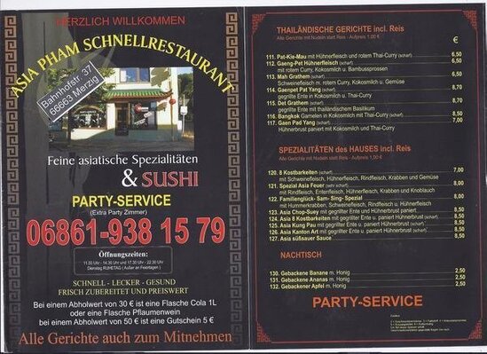 Menu at Asia Restaurant (Sushi & Asiatische Speisen), Merzig