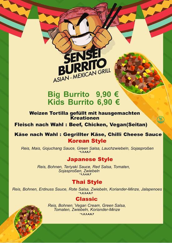 Speisekarte von Sensei Burrito pub & Bar, Osnabrück