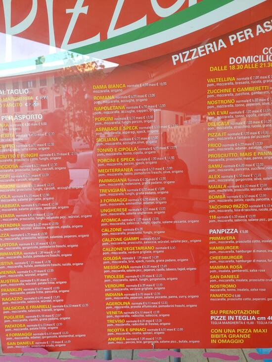 Menu at pizz@.it pizzeria, Grado