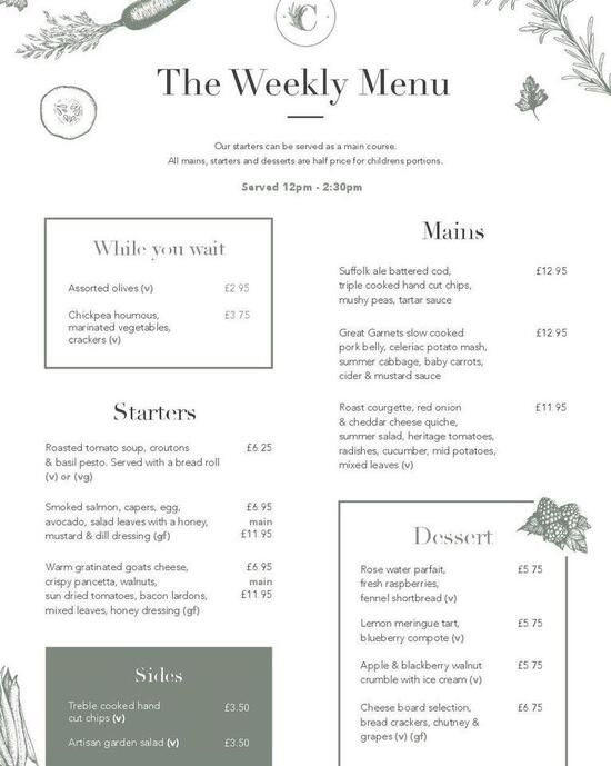 Menu at Willow Tree Farm Shop & Cafe, Glemsford