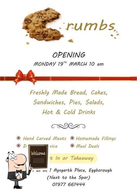 Menu at Crumbs cafe, Eggborough