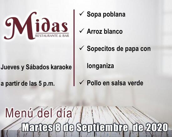 Menu at El Midas Echegaray pub & bar, Naucalpan