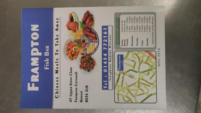 Menu at Frampton Fish Bar, Frampton Cotterell