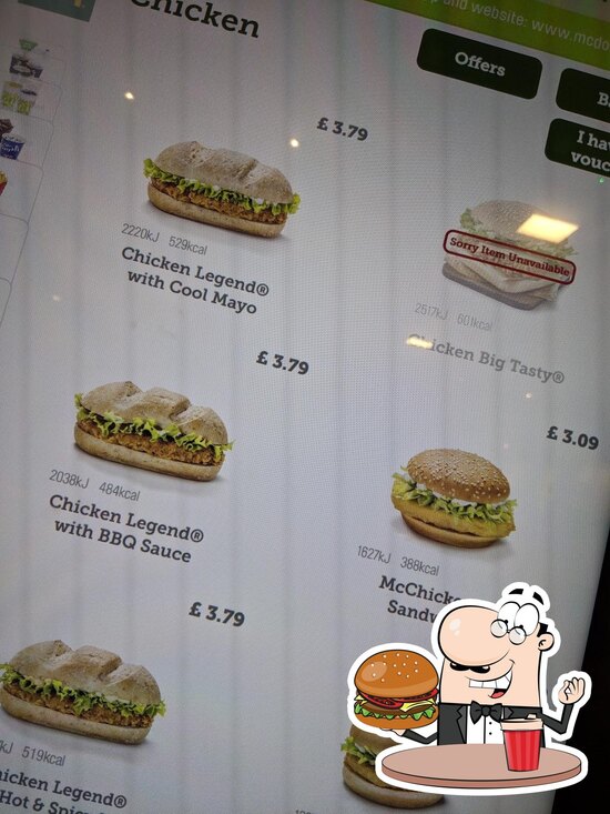 Menu at McDonald’s restaurant, Crawley, 24 Haslett Ave W