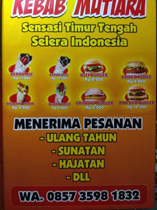 Menu at Kebab Mutiara Sensasi Timur Tengah Selera Indonesia, Sumput
