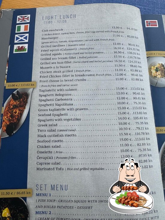 Menu at Ivan Restaurant, Cavtat