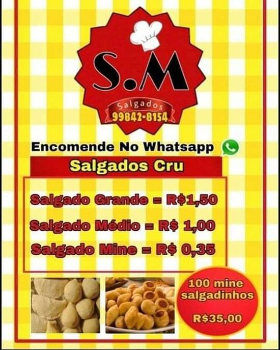 Menu em SM Salgados café, Sooretama