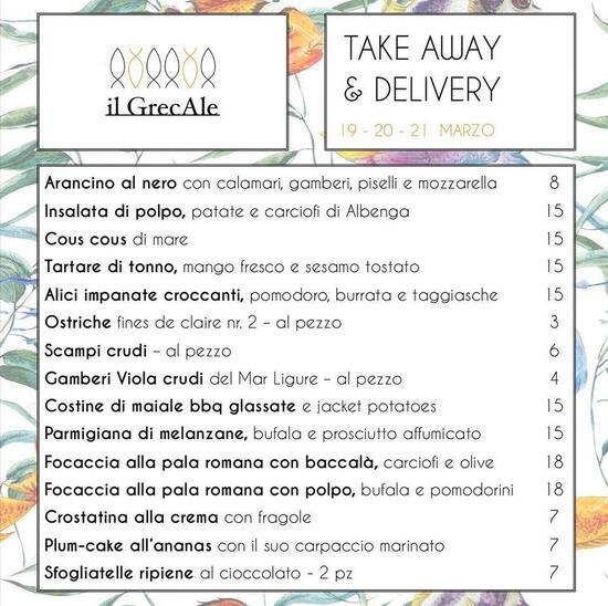 Menu at Il GrecAle restaurant, La Morra, Borgata Muratori