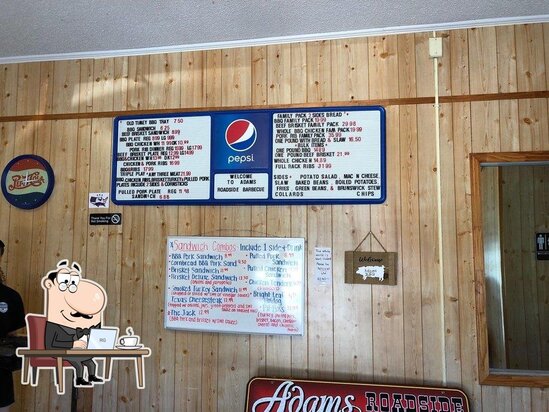 Menu at Adams Roadside BBQ, Goldsboro, US Hwy 70 W