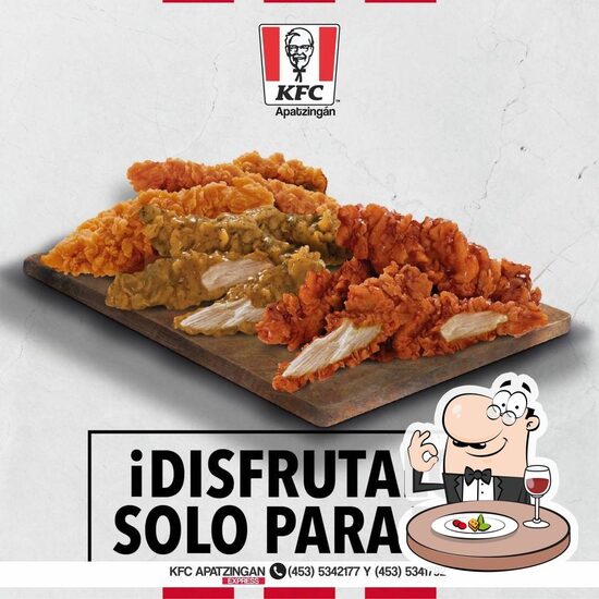 Menu at KFC restaurant, Apatzingán, 22 de Octubre No. 390