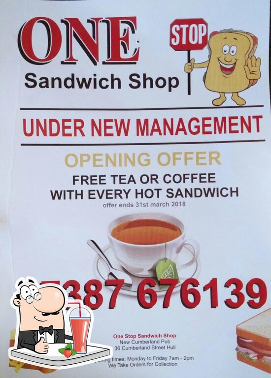 Menu at One Stop Sandwich Shop restaurant, Hull