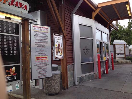 Menu at BigFoot Java fast food, Kent, 84th Ave S