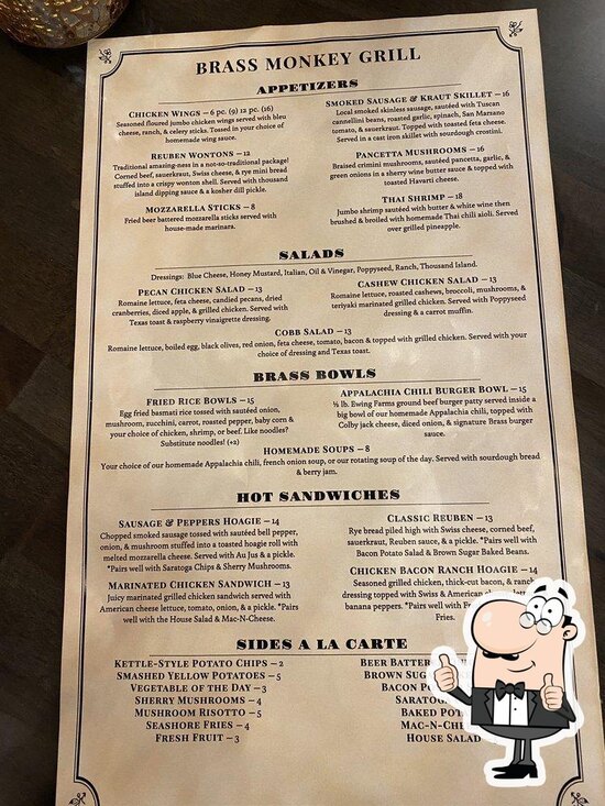 Menu at Brass Monkey Bar & Restaurant, Waverly