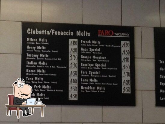 Faro in London - Restaurant menu