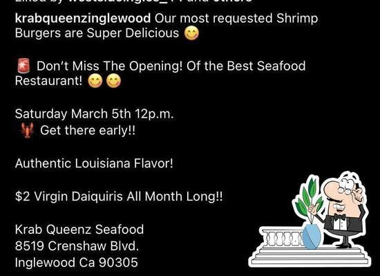 Menu at Krab Queenz restaurant, Inglewood