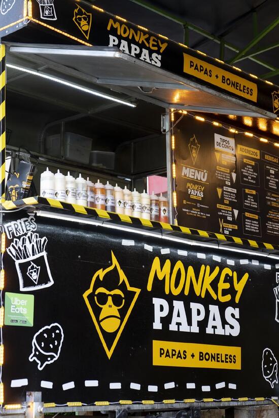 Menu at Monkey Papas restaurant, Monterrey