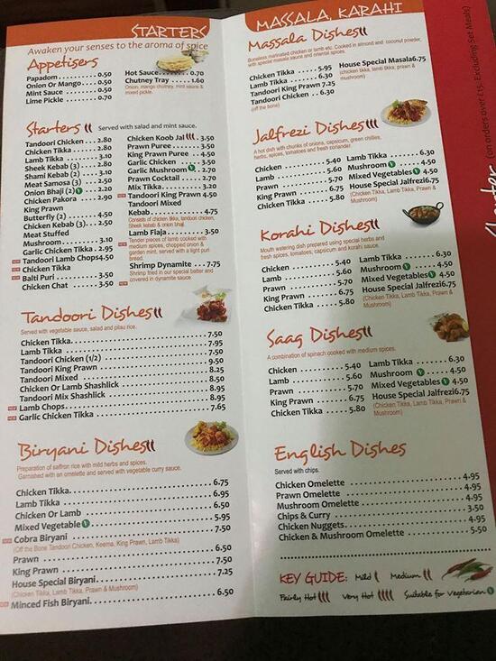 Menu at Chilli restaurant, Leigh