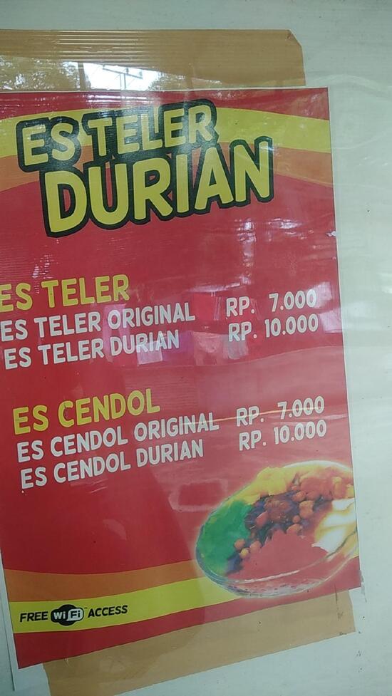 Menu at Es Teler Durian Amanda desserts, Makassar