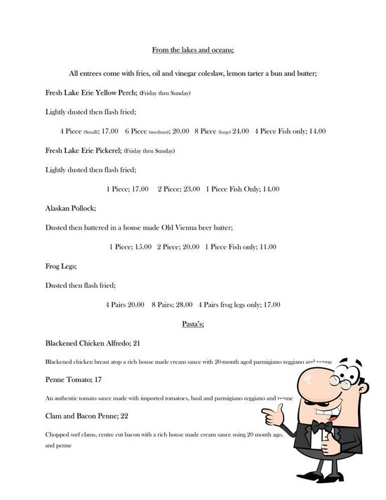 Menu at Stoney Point Sportsmen's Club, Lakeshore