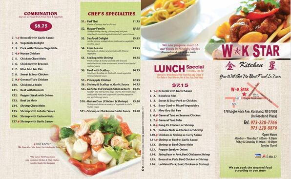 Carta del restaurante Wok Star Kitchen, Roseland