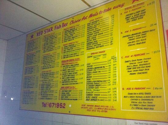 Menu at The Red Star restaurant, Bristol, 26 Albert Rd