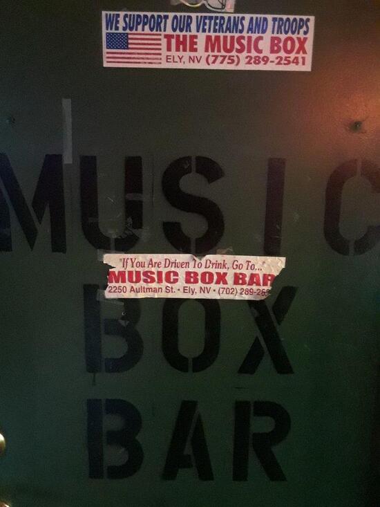 Menu at Music Box Bar, Ely