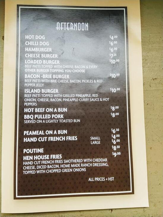 Menu at Hen House Eatery restaurant, Canada