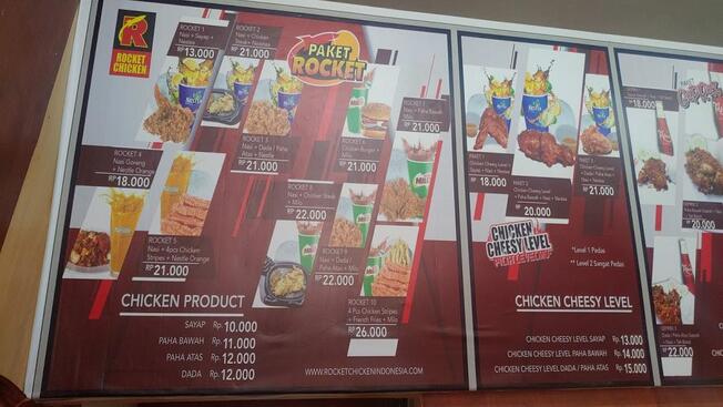 Menu at ROCKET CHICKEN MARABAHAN 2 restaurant, Indonesia