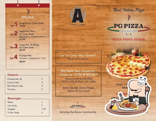PG Pizza, 904 Morris Ave in New York City - Restaurant menu and reviews