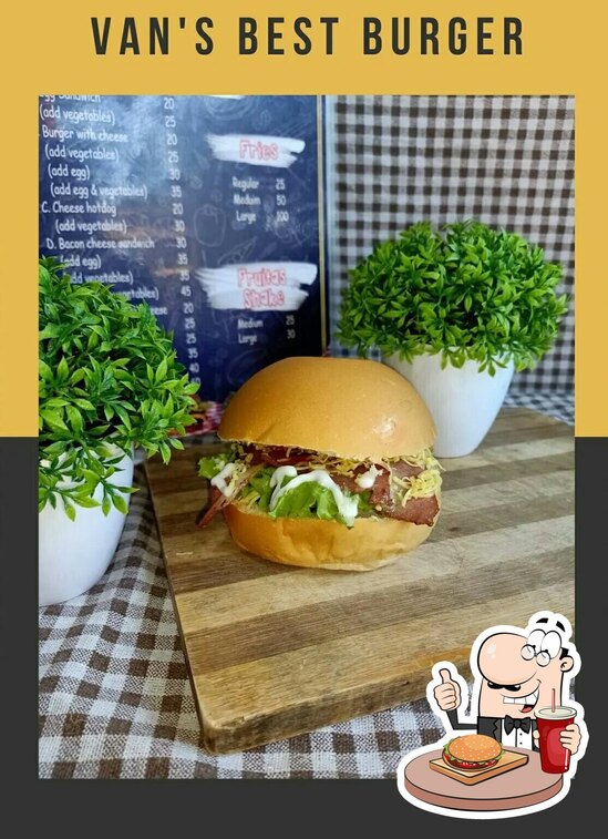 Menu at Van's Best Burger restaurant, Calamba