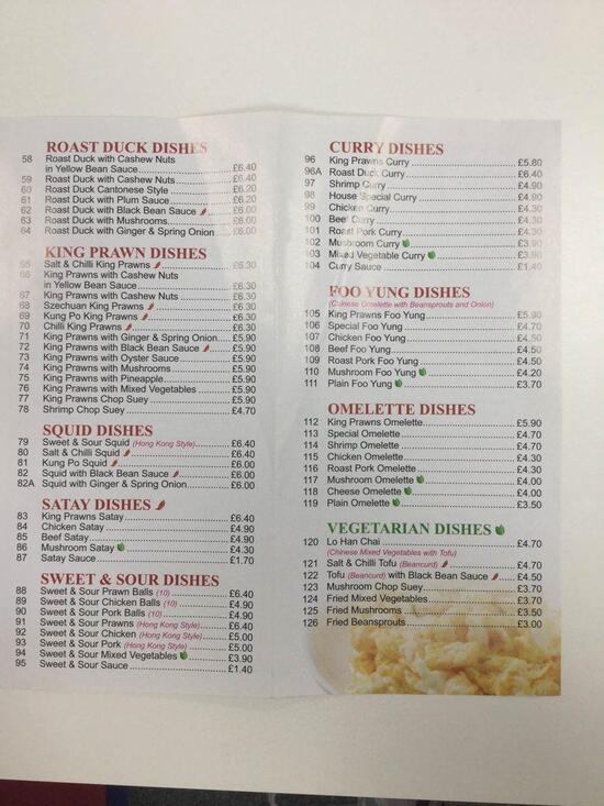 Menu at PA CO fast food, Tring