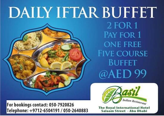 Menu at Basil Indian Restaurant, Abu Dhabi