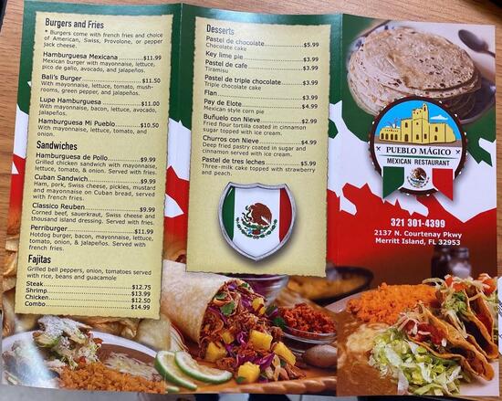 El Pueblo Magico Mexican Restaurant, Merritt Island - Carta del ...