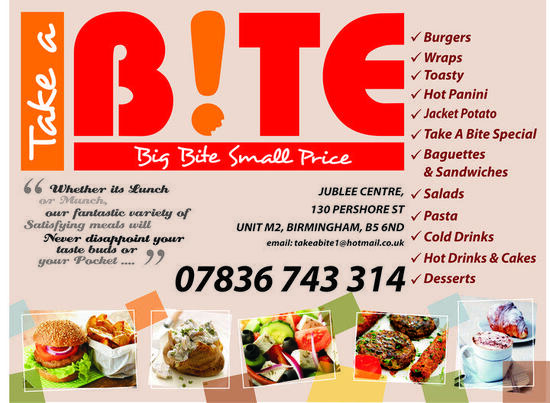 Menu at Take A Bite Cafe, Birmingham, 21
