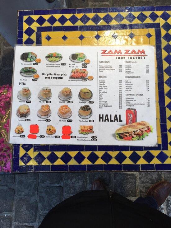Menu at Zam Zam Restaurant, Anderlecht