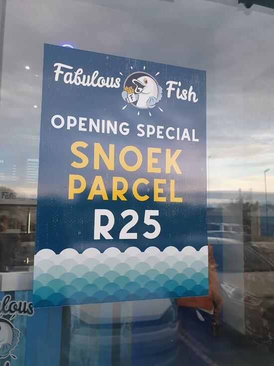 Menu at Fabulous fish restaurant, Cape Town, 5 Kwikstert Cl
