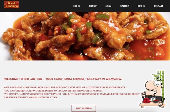 Menu at Red Lantern restaurant, Wilmslow